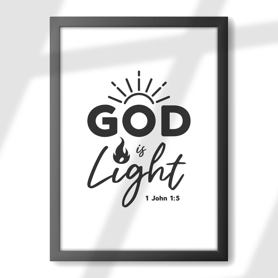 Bible Verse God is Light From 1 John 1:5. Modern Christian Wall Art ...