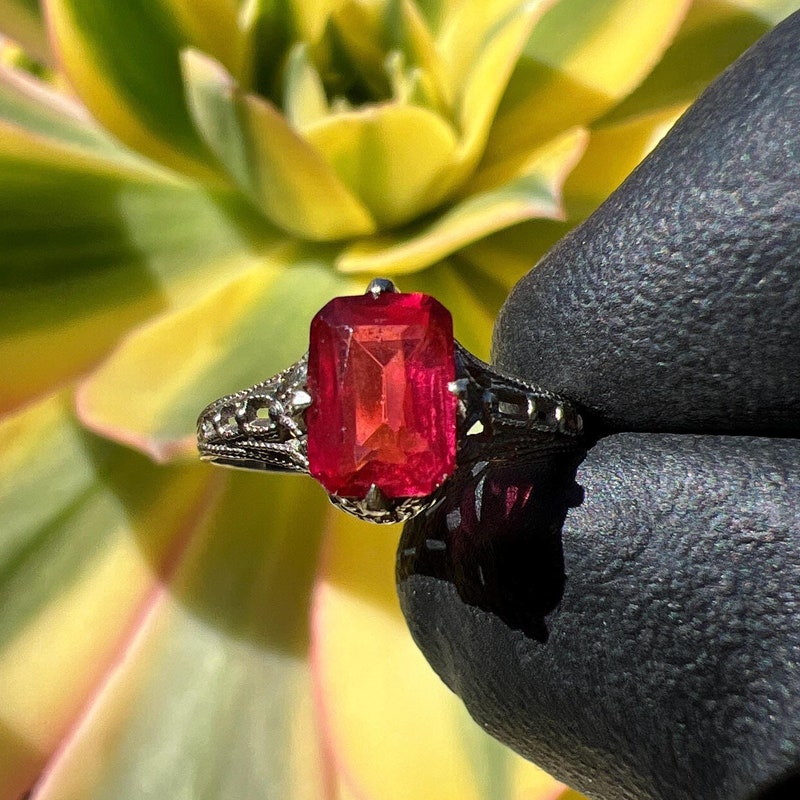 Ruby Filigree Ring - Etsy