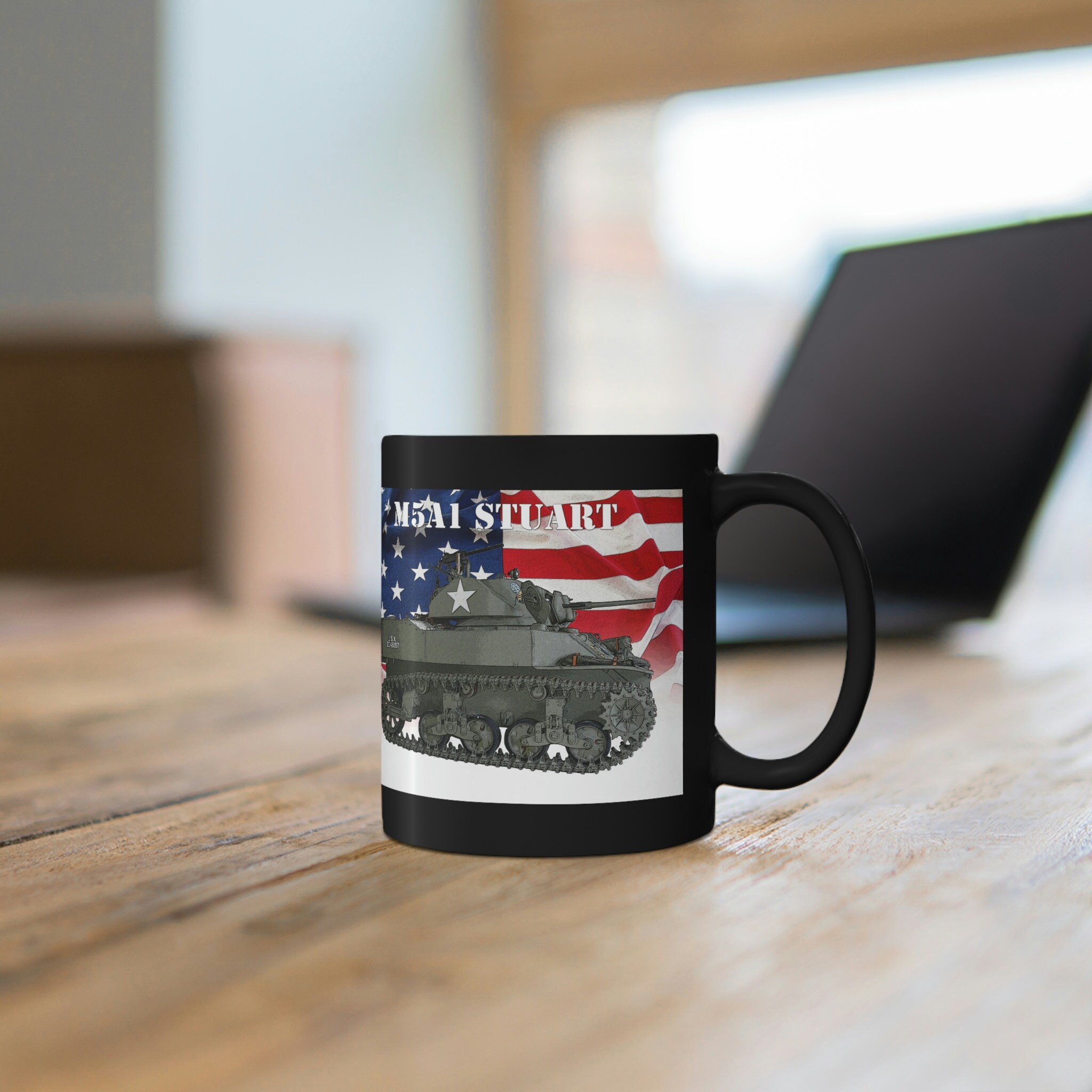 M5A1 Stuart Light Tank W/american Flag 11oz Black Mug - Etsy