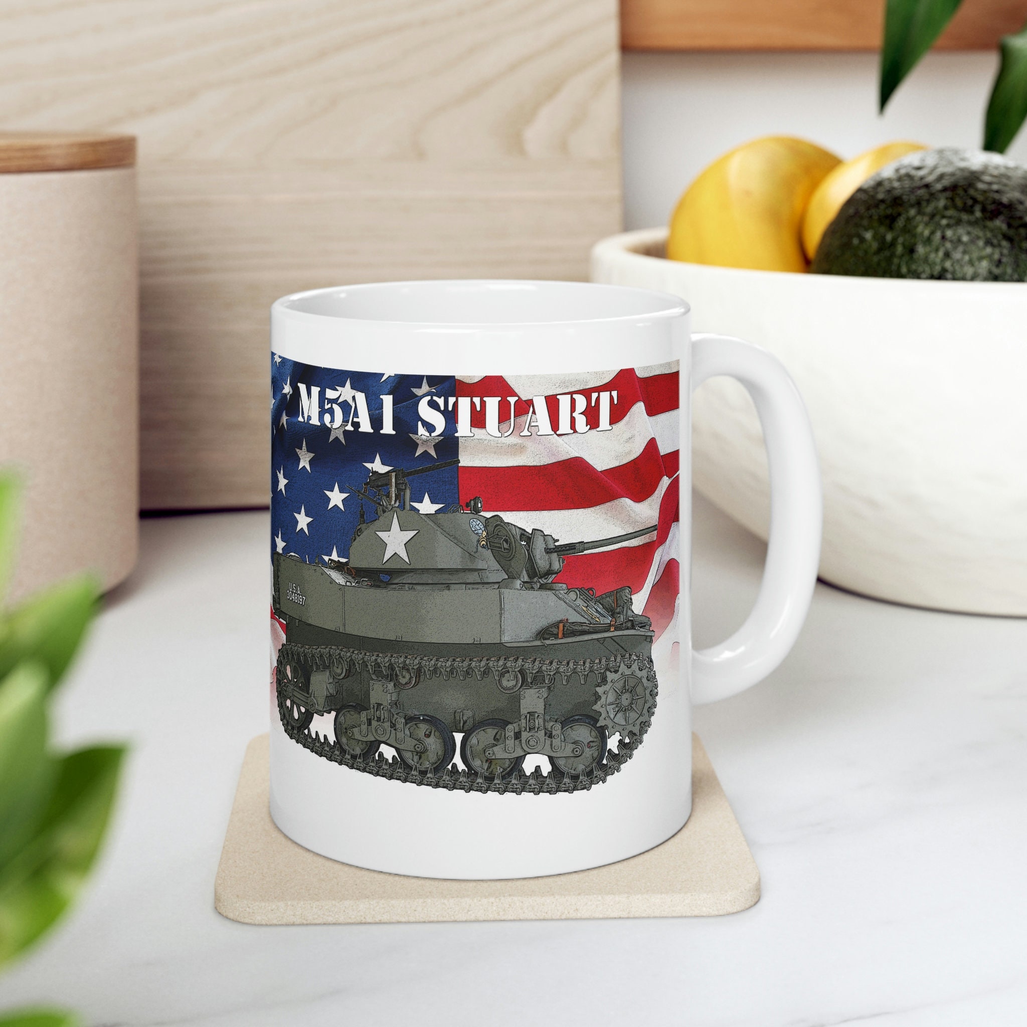 M5A1 Stuart Light Tank W/american Flag Ceramic Mug 11oz - Etsy