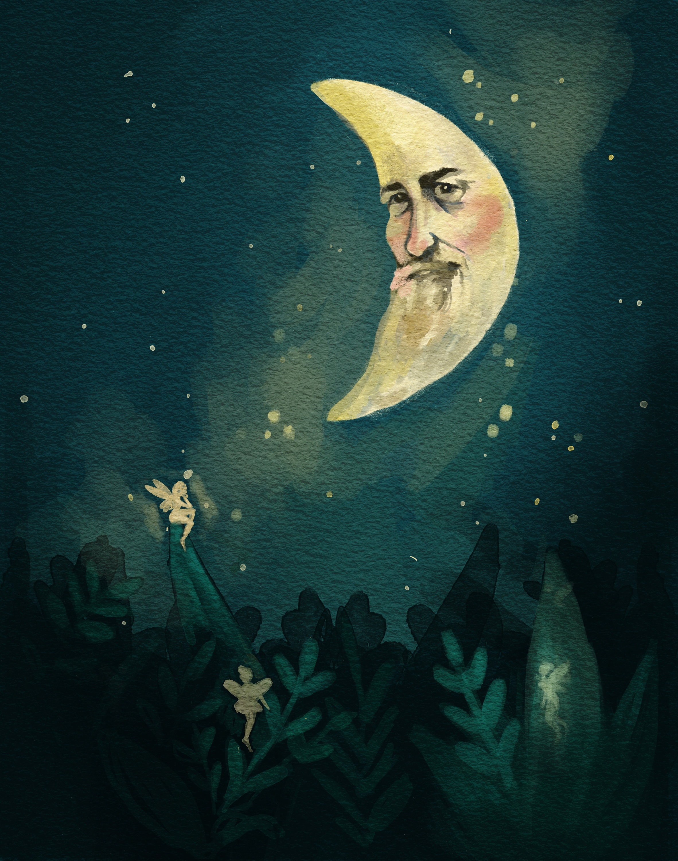 Mr. Moon Fantasy Art Cottage Core Aesthetic Fairy Tale Art - Etsy