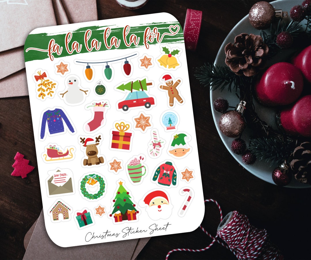Christmas/holiday Theme Sticker Sheet for Planner and Bullet Journal ...