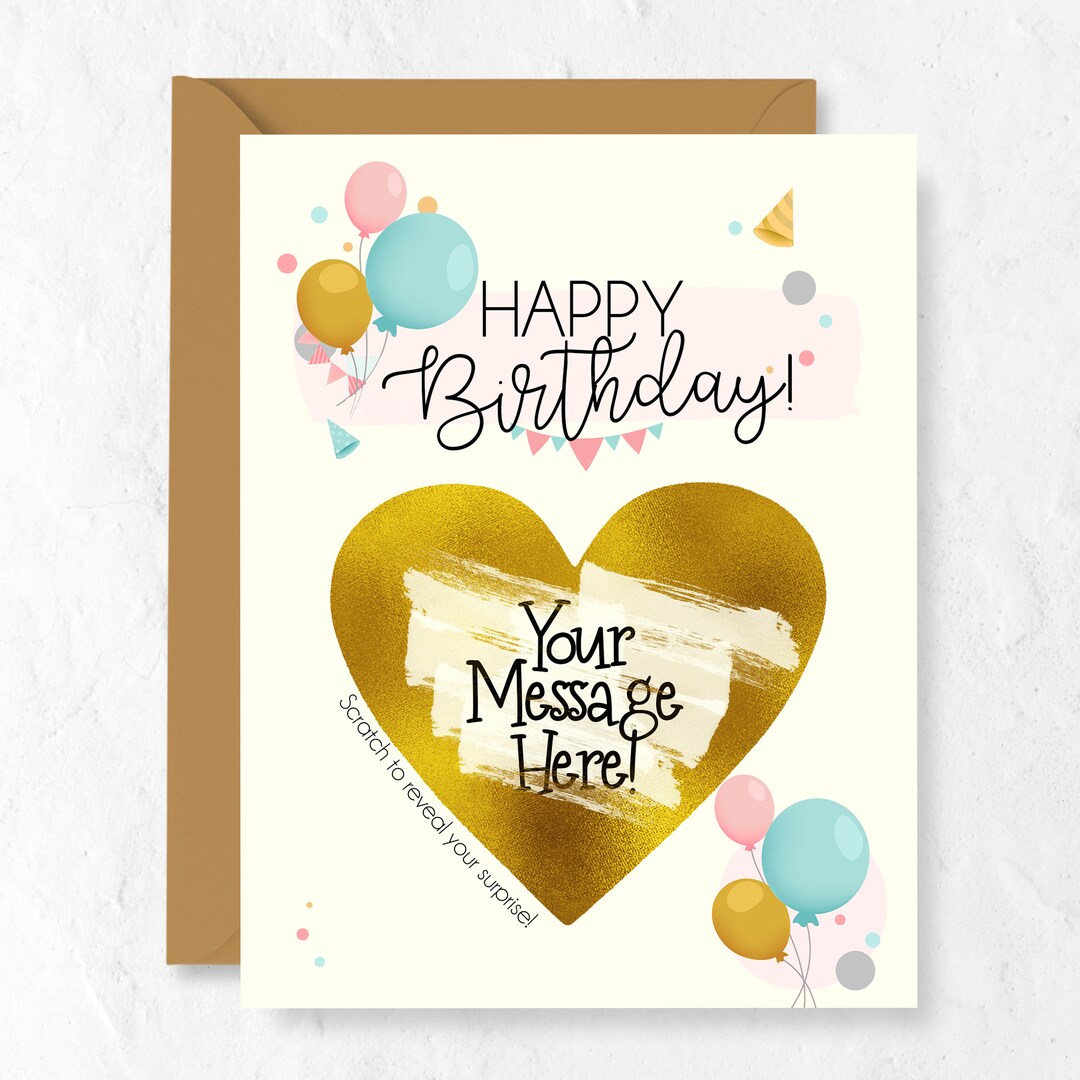 Custom Birthday Scratch off Card: Handmade Personalized Greeting - Etsy
