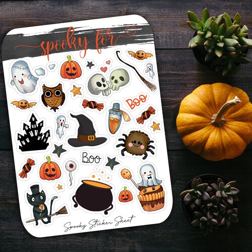 Halloween/spooky Theme Sticker Sheet for Planner and Bullet - Etsy