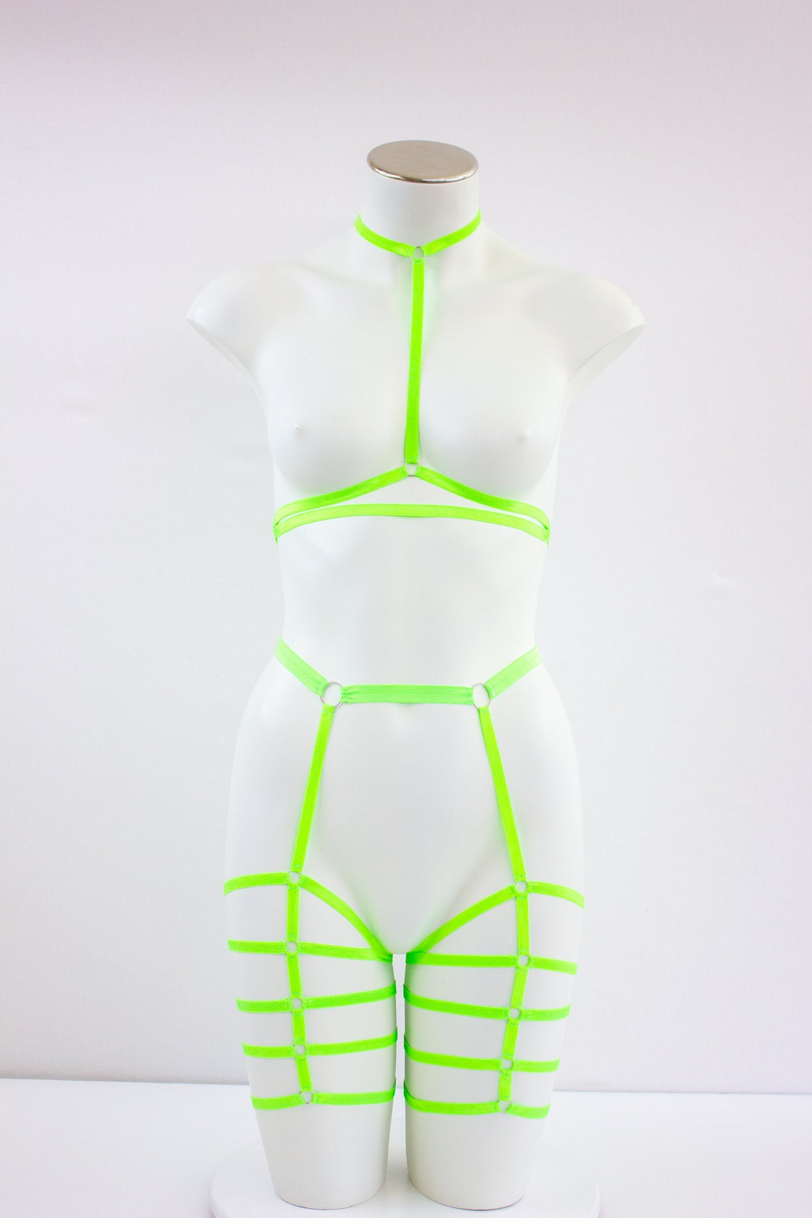 Sexy Body Harness Lingerie Set: Green Bralette Neon Green - Etsy