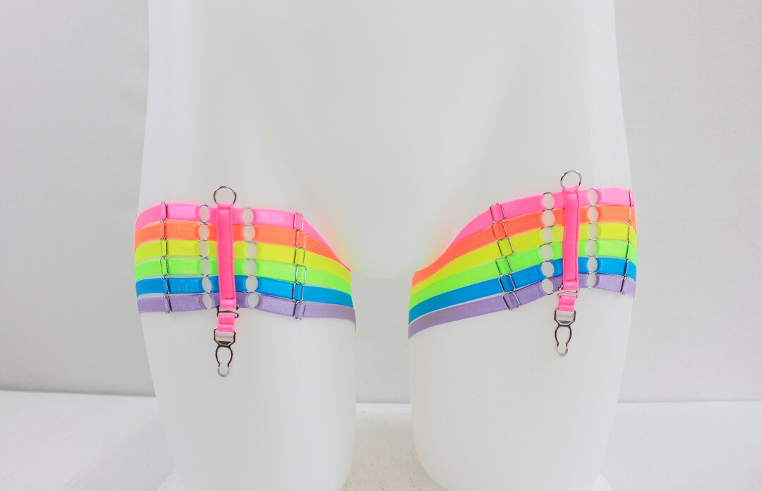 Leg Garters: Pride Outsit, Rainbow Harness, Neon Clothing, Festival ...