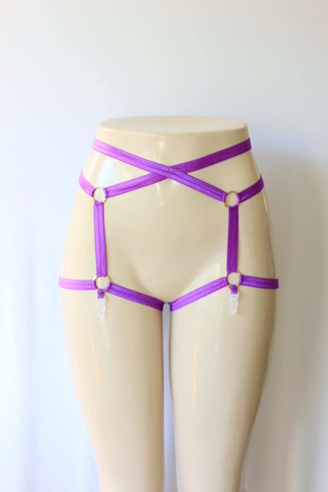 Neon Clothing Garter Belt Purple Lingerie Festival Outfit Burlesque Costume Exotic