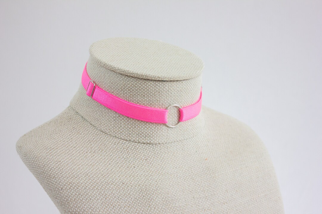 Neon Pink Elastic Choker: Rave Festival Outfit - Etsy