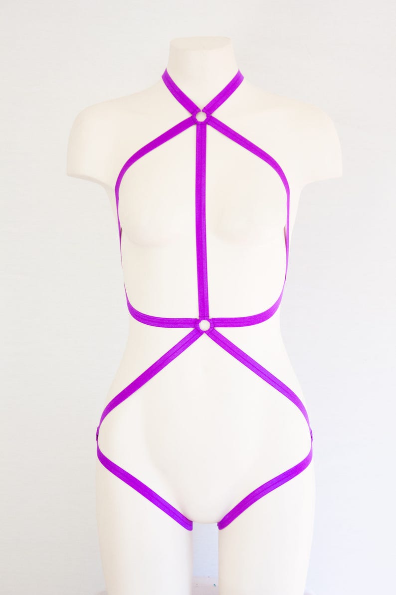 Festival Outfit Purple Lingerie Purple Body Harness Strappy Etsy