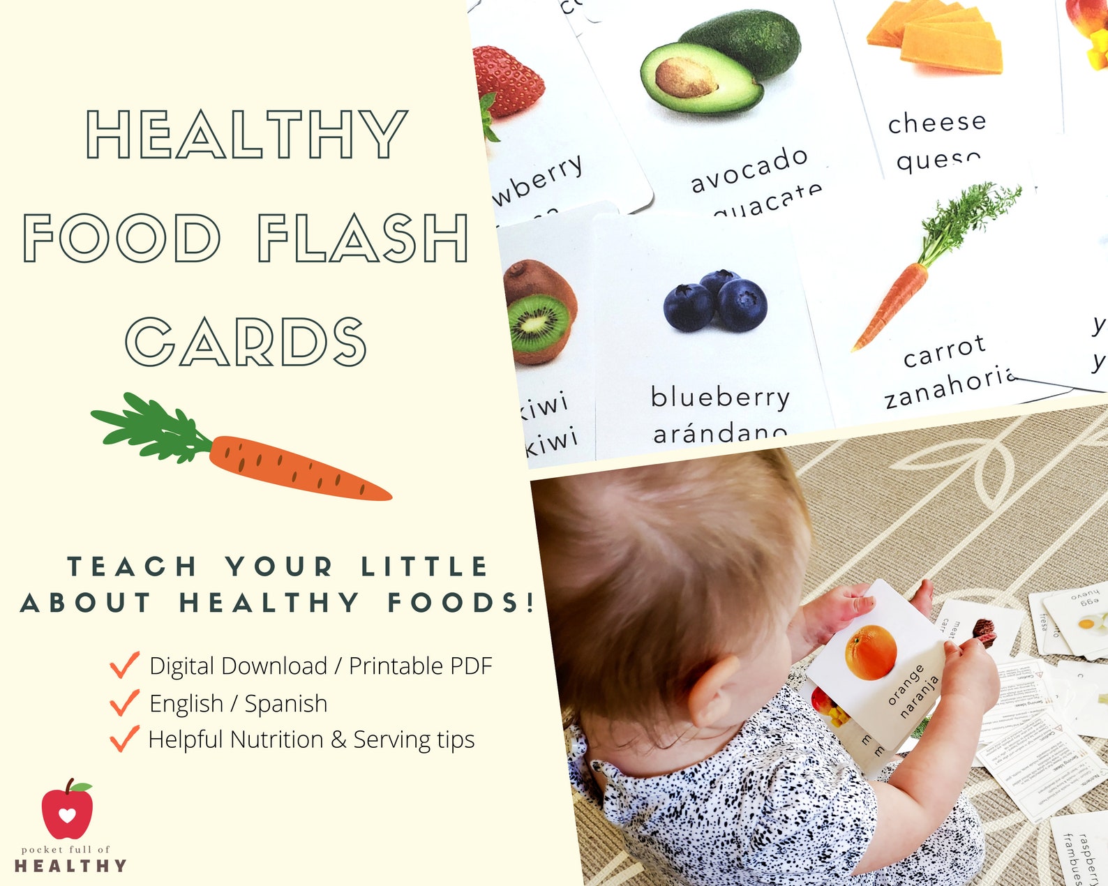 Healthy Food Flashcards | Digital Download PDF Printable | English ...