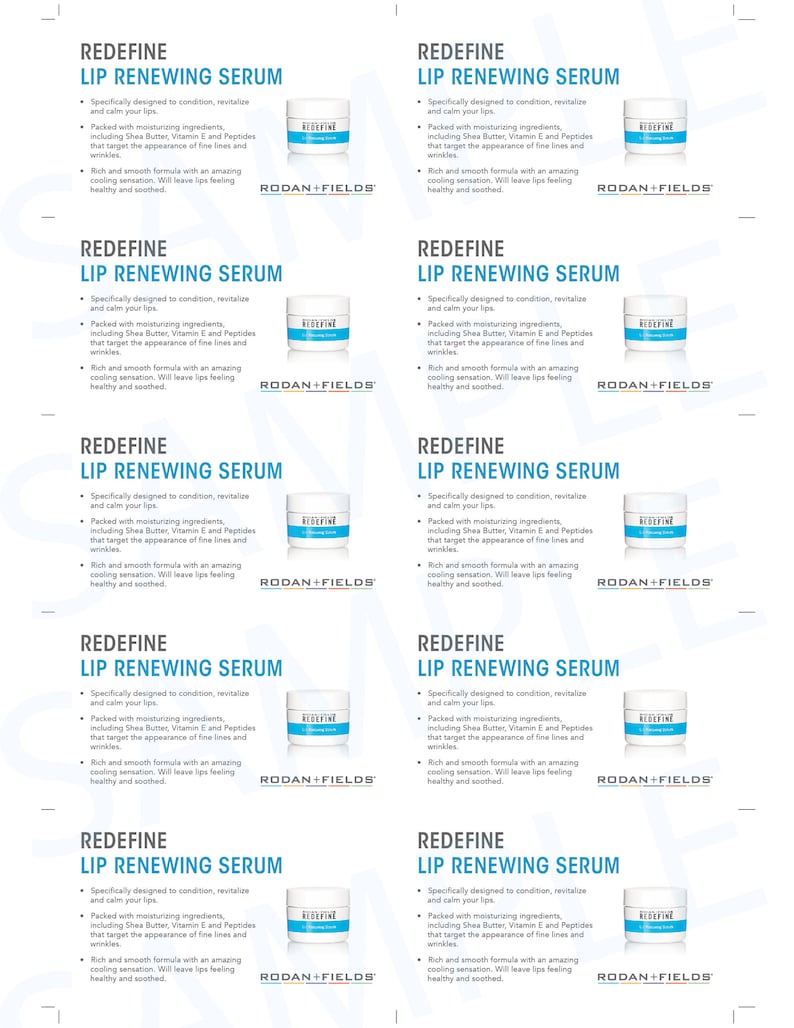 Rodan and Fields Redefine Lip Renewing Serum Cards for R+F Consultants ...