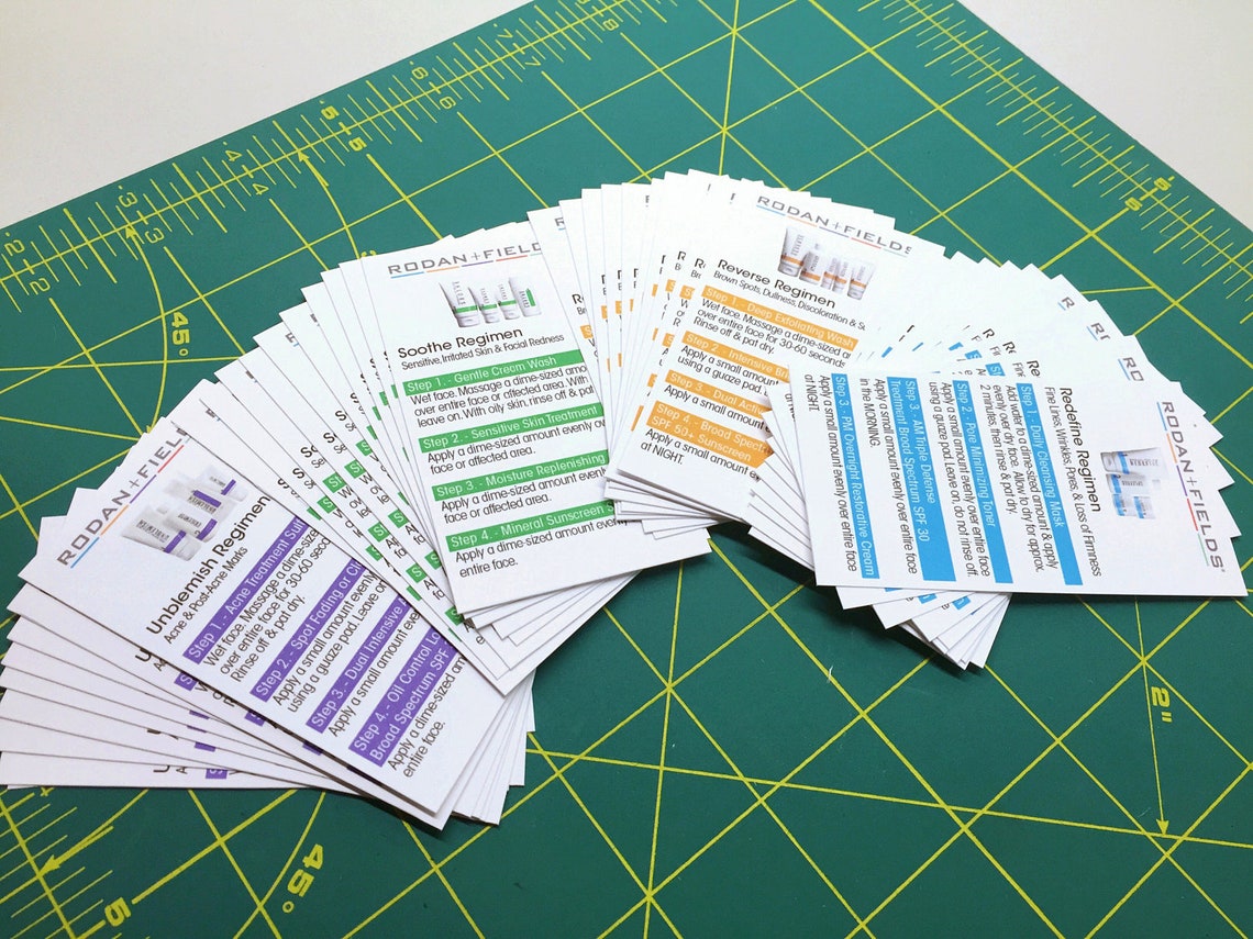 Rodan and Fields Regimen Instructions - Sized as Business Cards for ...