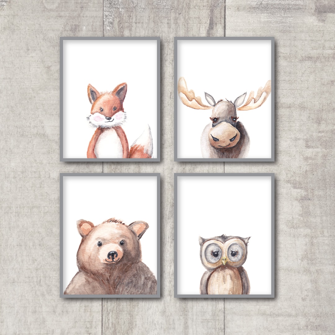 Woodland Animals, Nursery Decor, Fox, Moose, Owl, Bear - Etsy