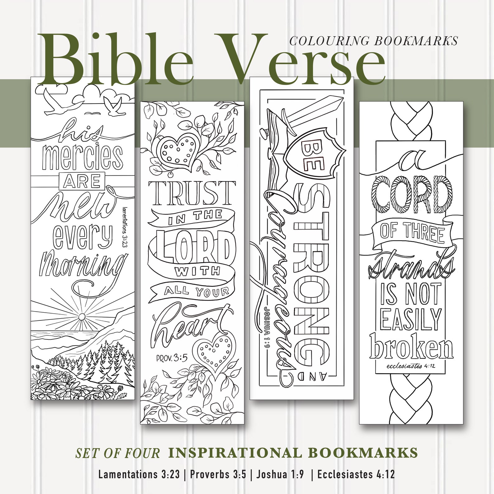 Colouring Bookmarks Inspirational Bible Verse Page - Etsy