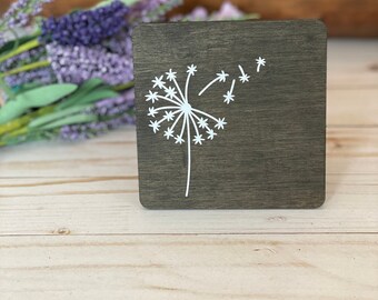 Dandelion Wood Coasters set of 4, Housewarming Gift, Kitchen Gift ...