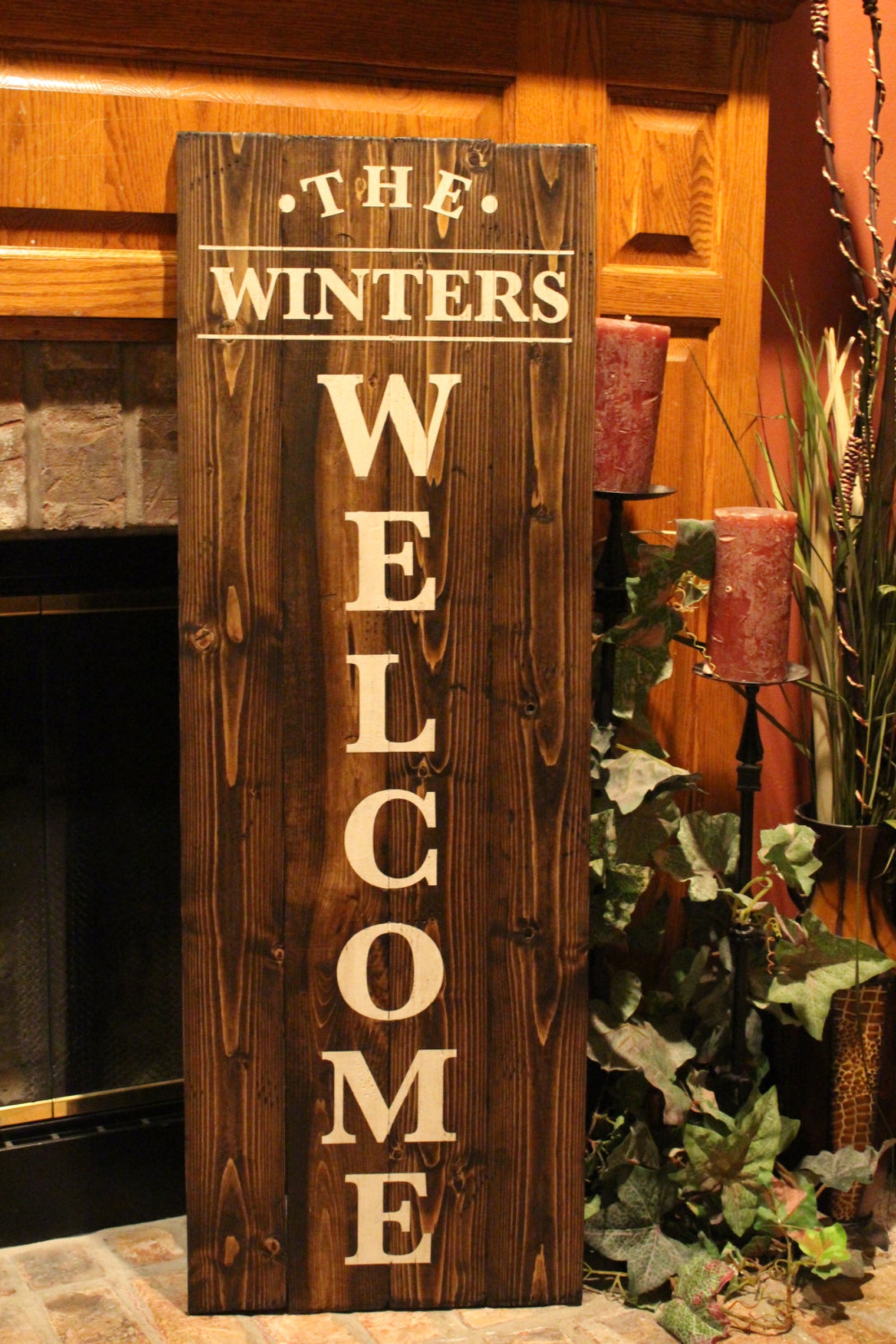 Handmade Distressed Wood welcome Wall Sign Personalized With Family ...