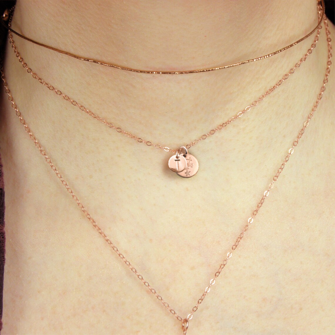 ADD ON Rose Gold Circle Tag Personalized Rose Gold Disc - Etsy