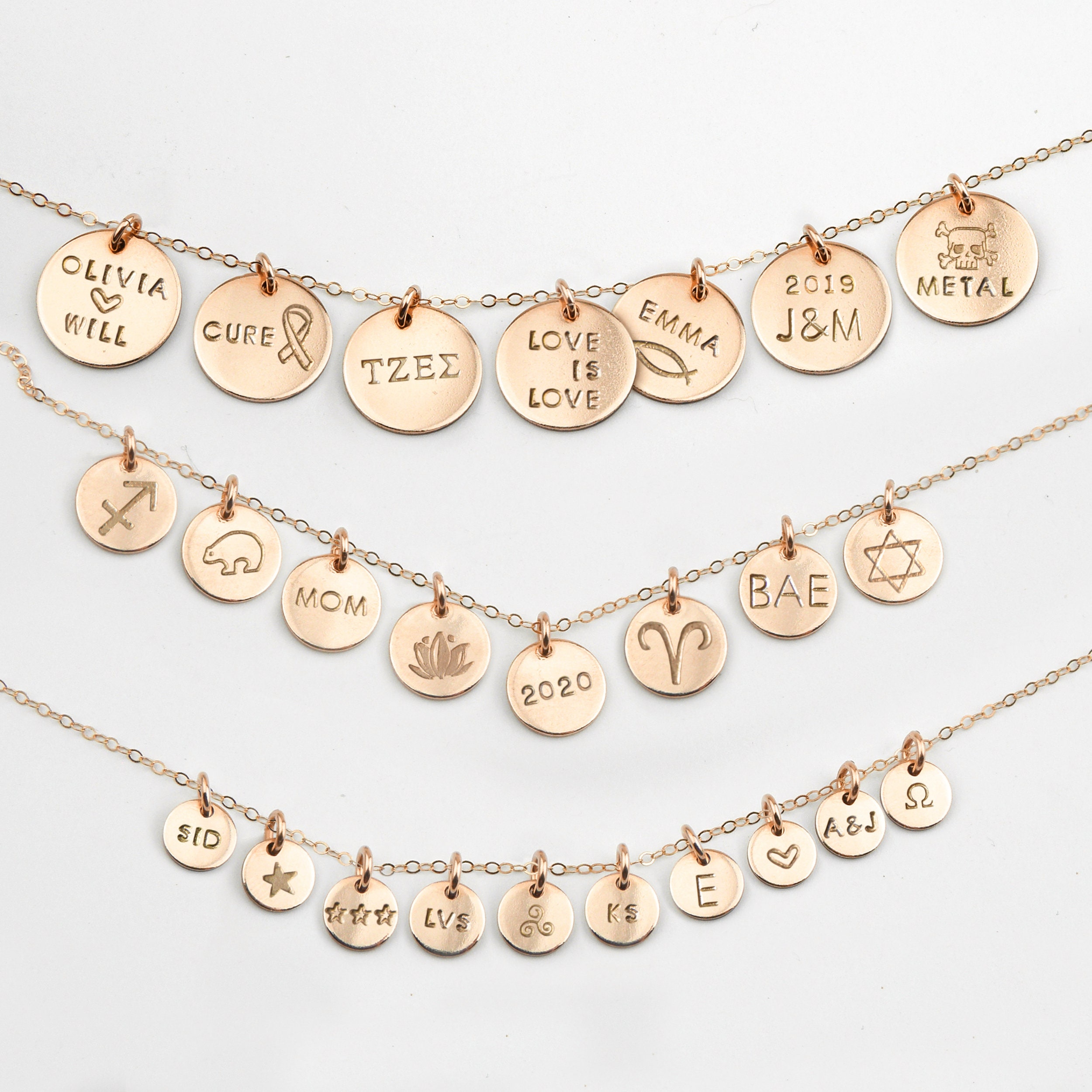 ADD ON Rose Gold Circle Tag Personalized Rose Gold Disc - Etsy