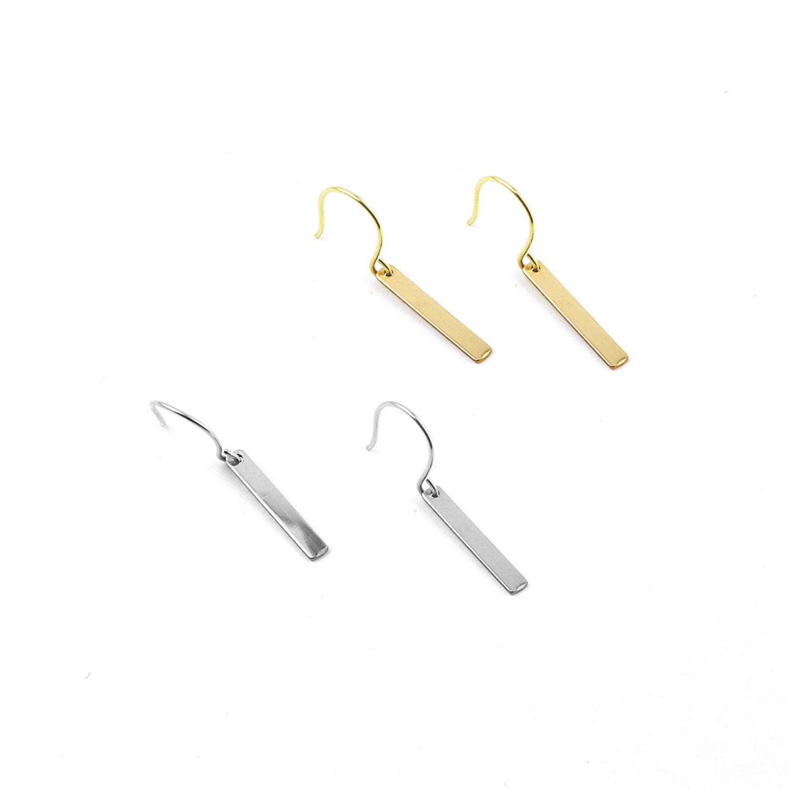 Dangle Bar Earrings Long Bar Earrings Short Bar Earrings Gold Bar Drop ...