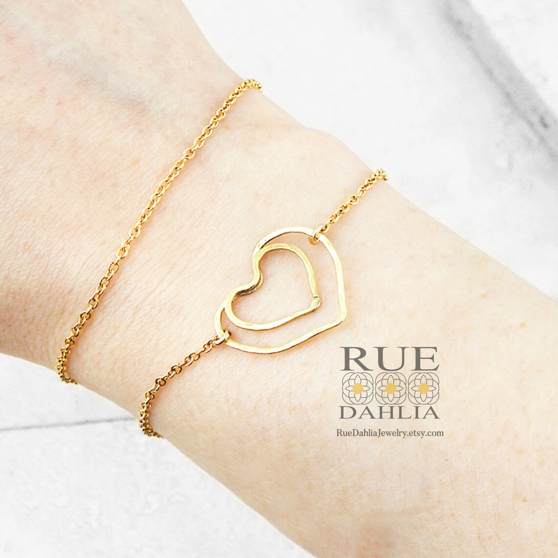 Double Heart Bracelet Open Heart Bracelet Layered Bracelet Heart ...