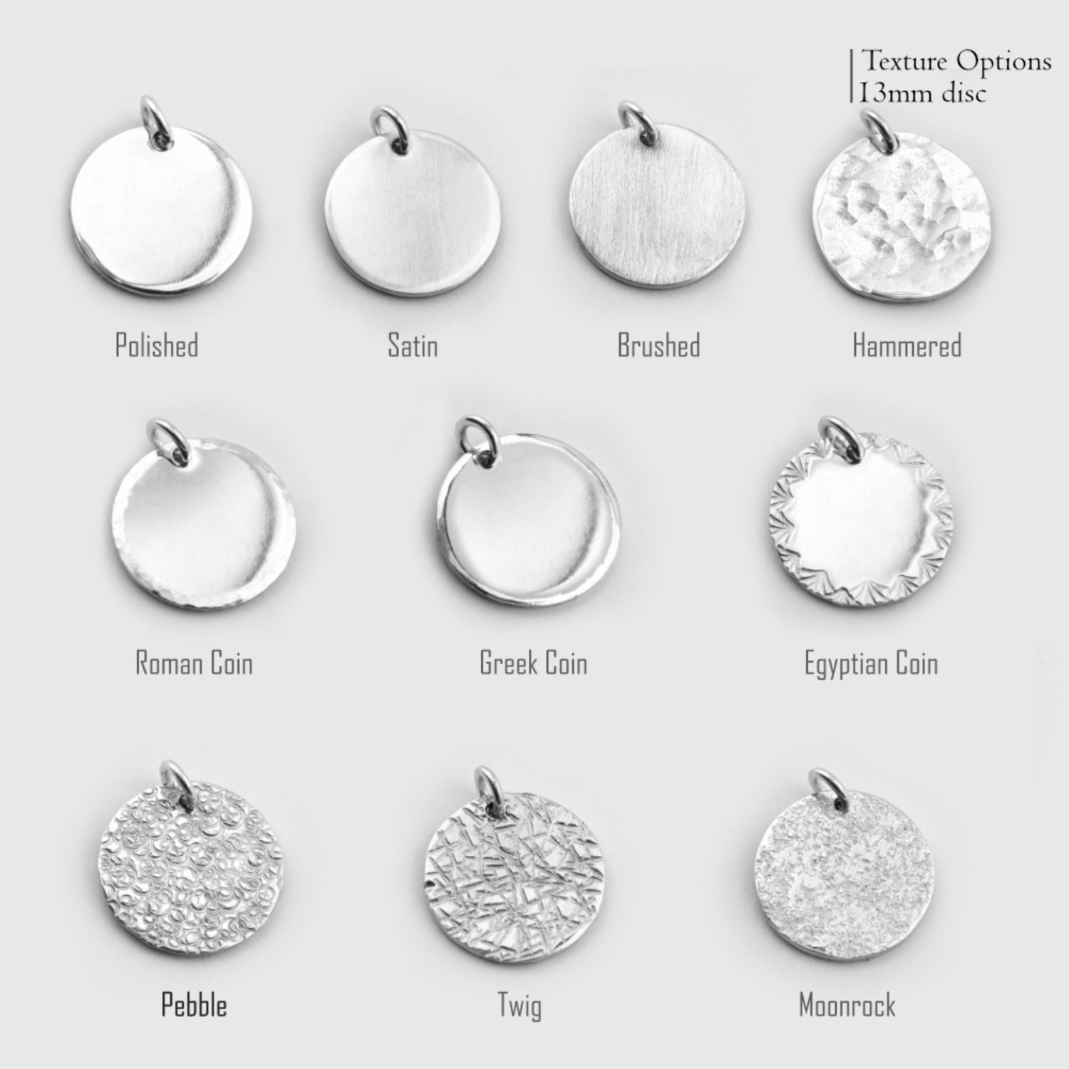 ADD ON Silver Circle Tag Personalized Silver Disc Textured or Stamped ...