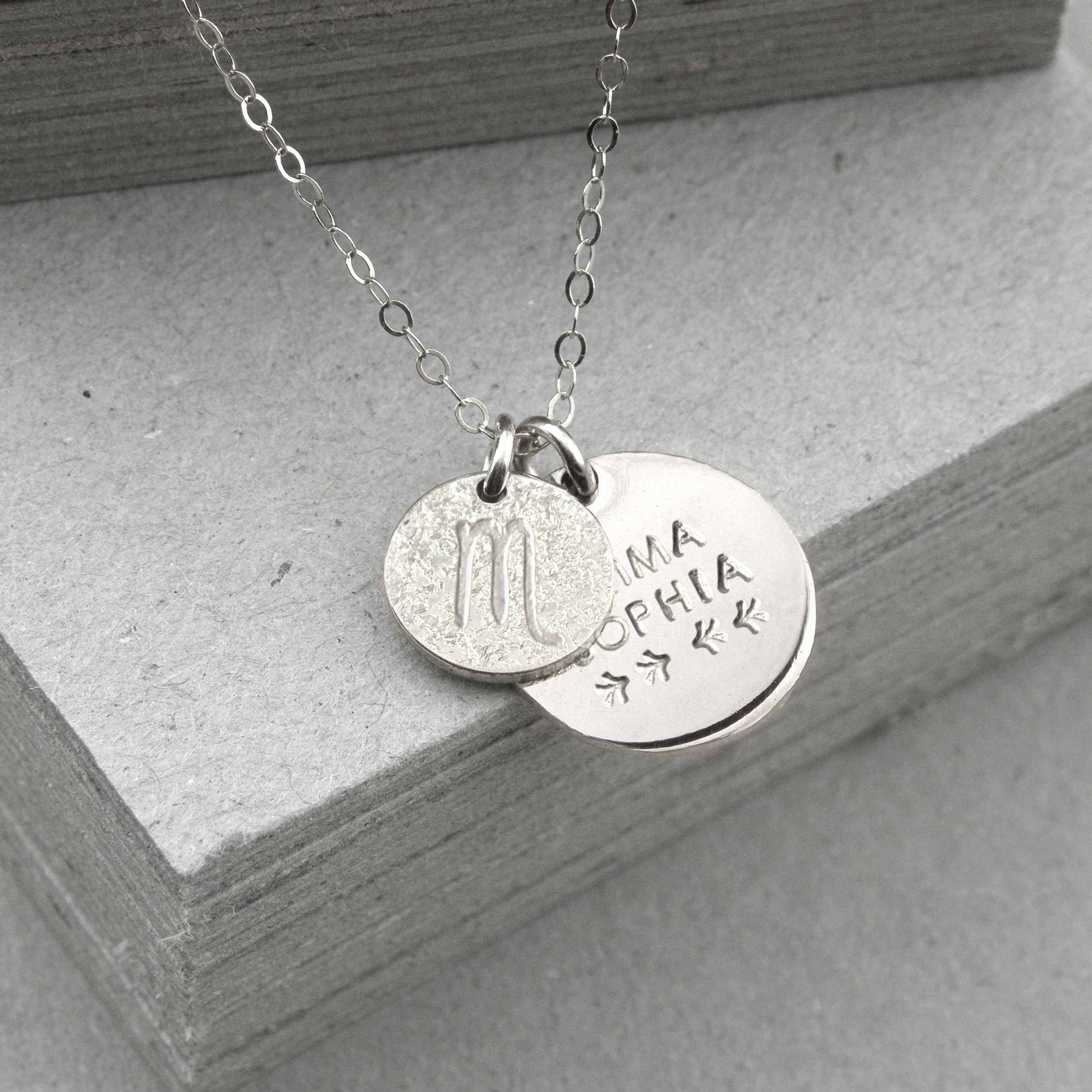 ADD ON Silver Circle Tag Personalized Silver Disc Textured or Stamped ...