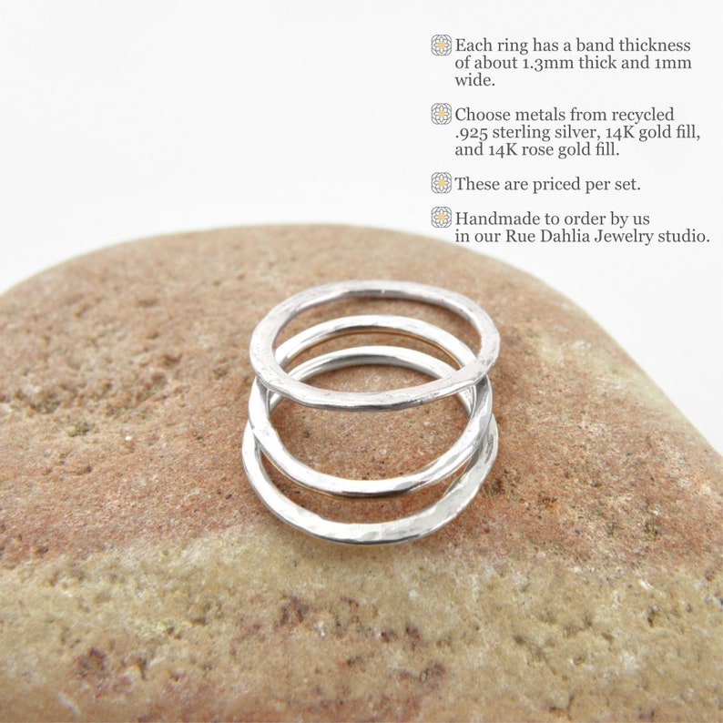 Stackable Rings Set Hammered Stacking Rings 3 in Set Rose Gold - Etsy