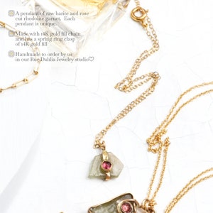 Raw Barite Pendant, Barite Necklace With Garnet, Crystal Pendant ...