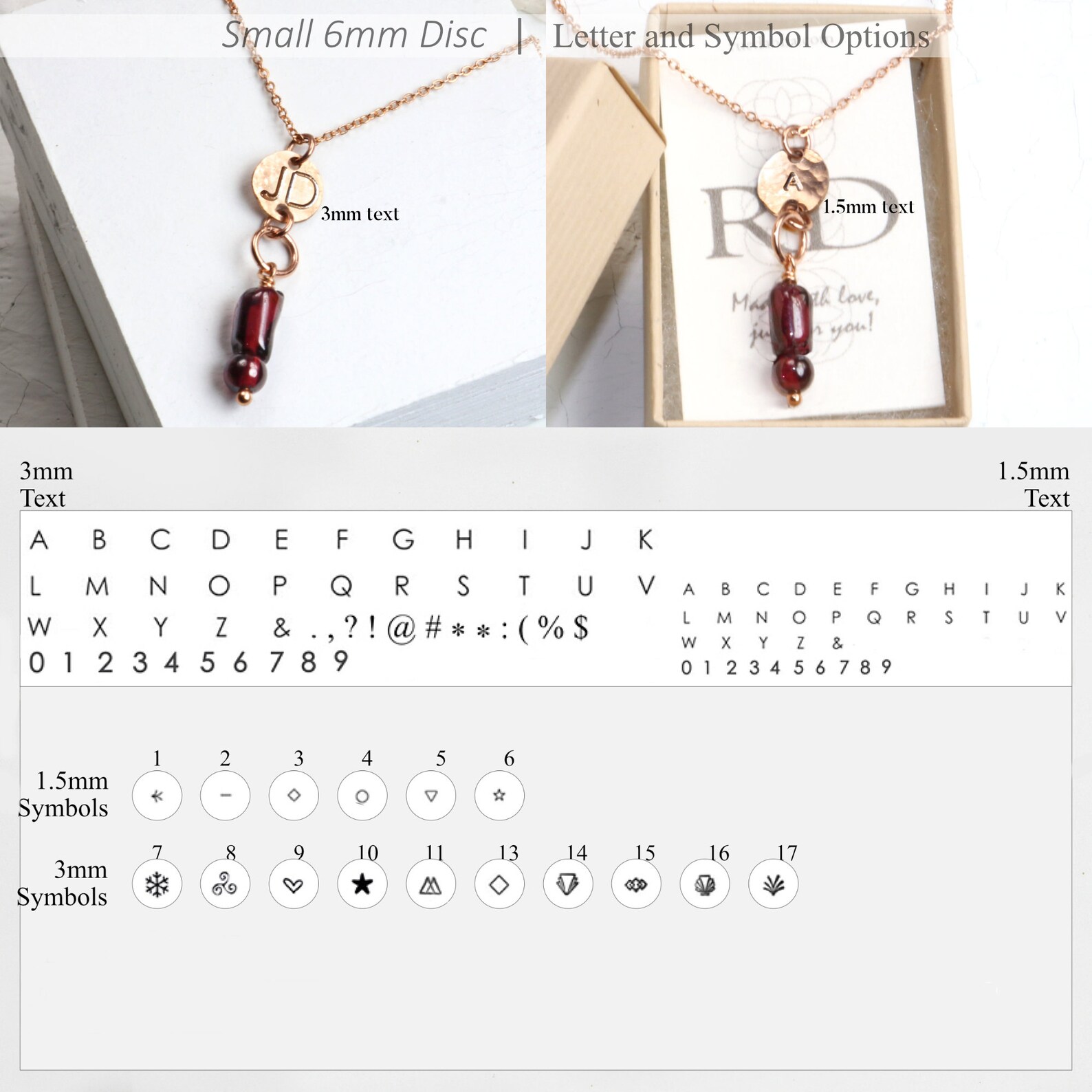 Custom Initial Necklace W/garnet, Rose Gold Initial Pendant Necklace ...