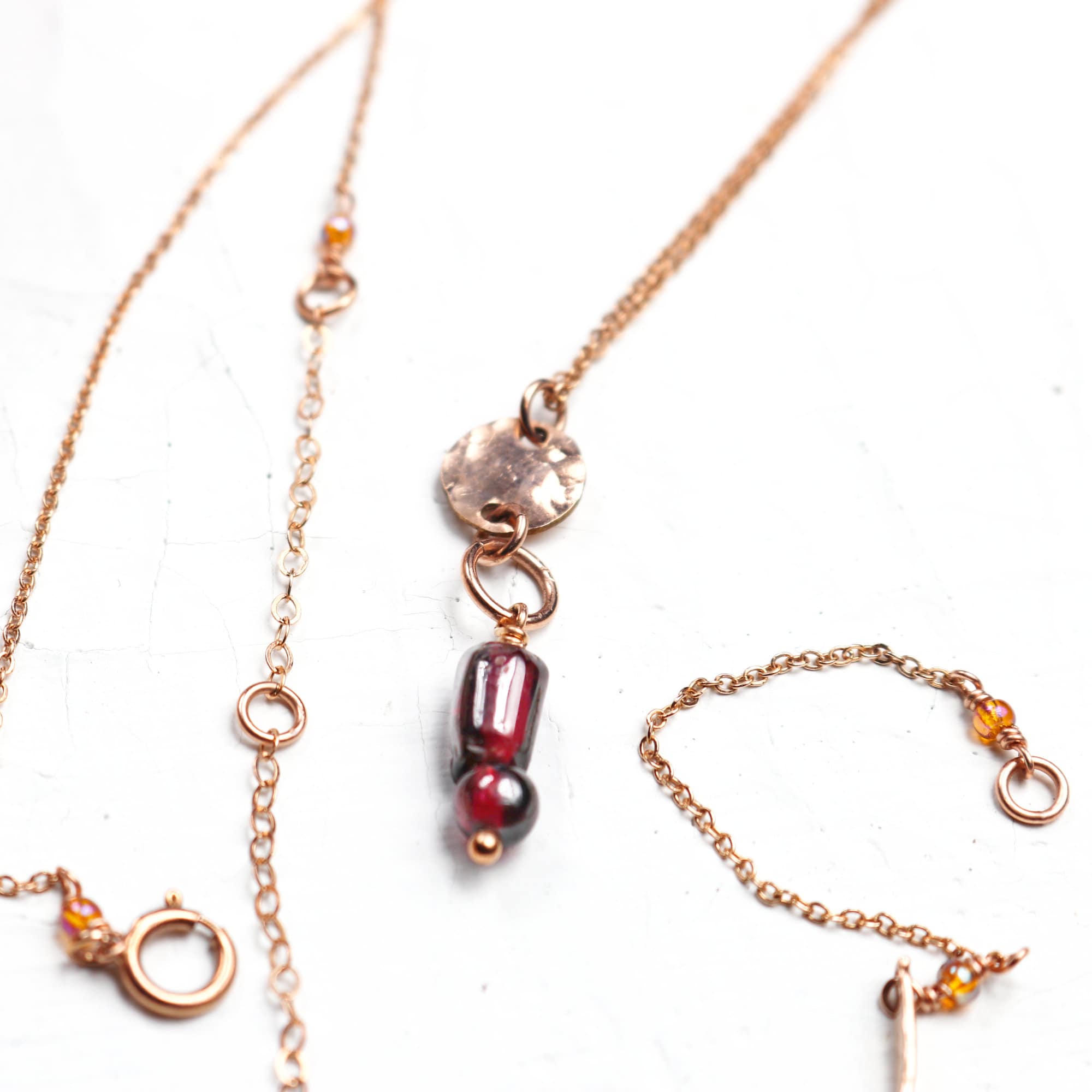 Custom Initial Necklace W/garnet, Rose Gold Initial Pendant Necklace ...