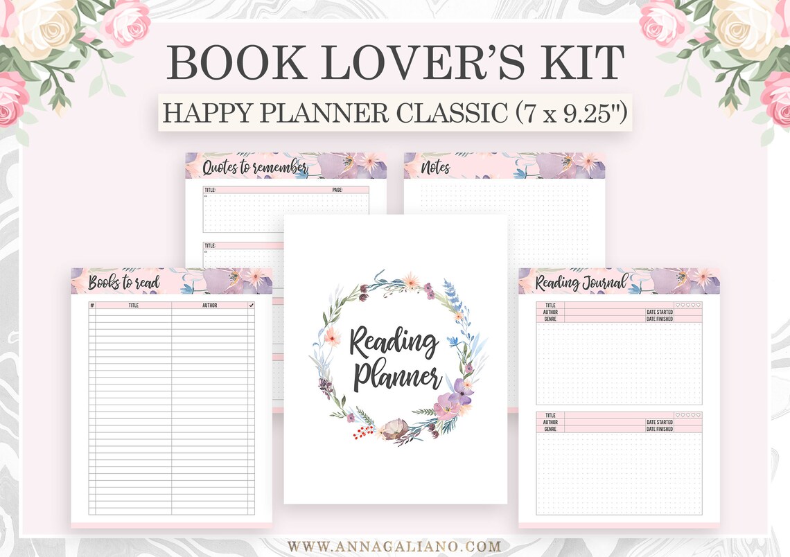 Reading Planner, Happy Planner Inserts Printable, Reading Journal ...