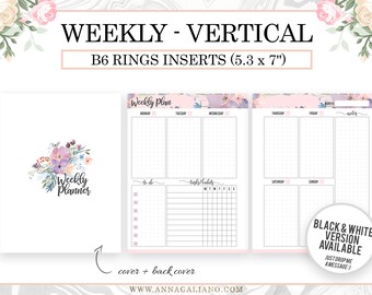 Weekly B6 TN Inserts Vertical Week on 2 Pages Undated WO2P | Etsy