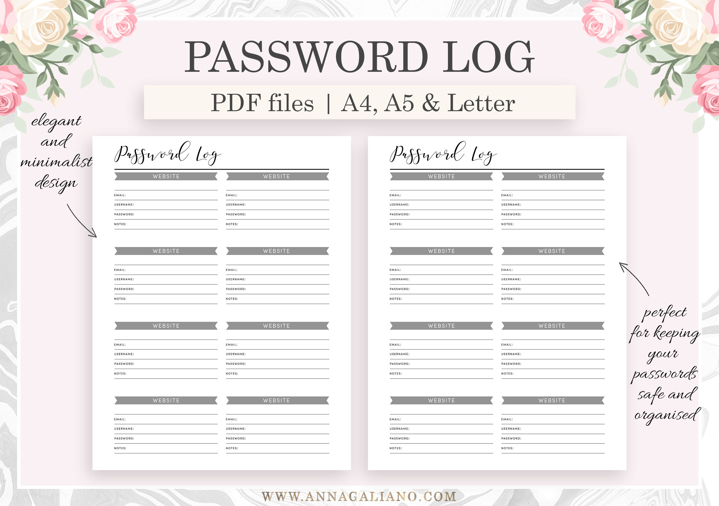Password Keeper Printable, Password Log, Password Tracker, Password ...