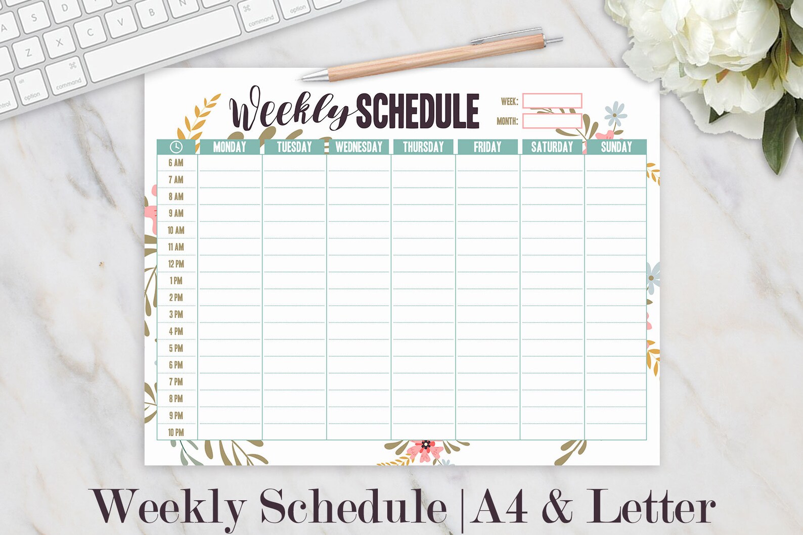 Weekly Schedule Printable, Student Hourly Planner, Weekly Organizer ...