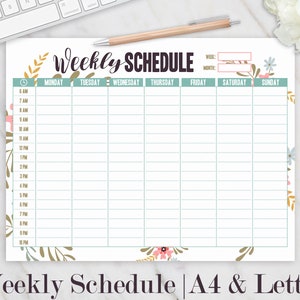 Weekly Schedule Printable, Student Hourly Planner, Weekly Organizer ...