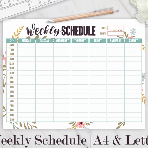 Weekly Schedule Printable Student Hourly Planner Weekly | Etsy
