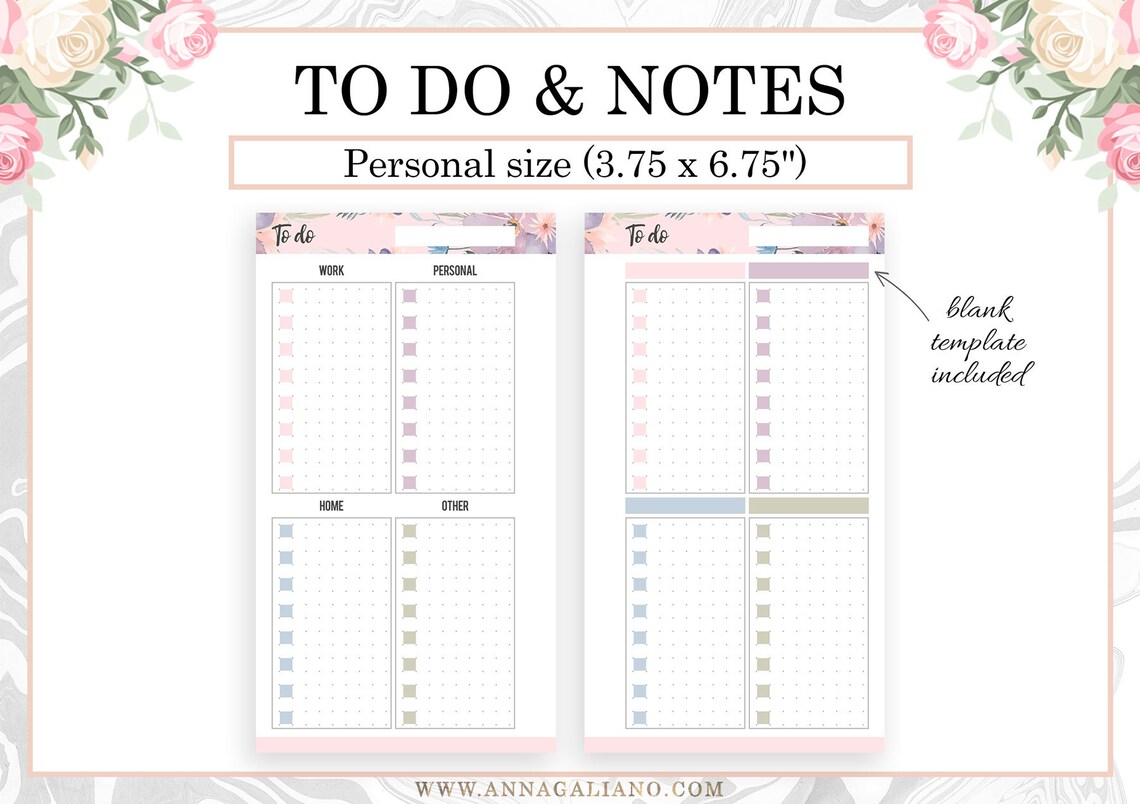 Personal Ring Planner, to Do List Printable, Notes Pages, Dot Grid ...