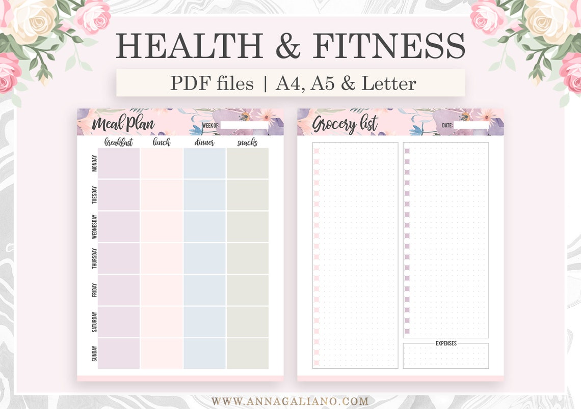 Fitness Planner Printable, A5 Planner Inserts, Health Planner, Fitness ...