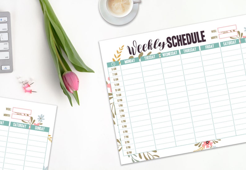 Weekly Schedule Printable, Student Hourly Planner, Weekly Organizer ...