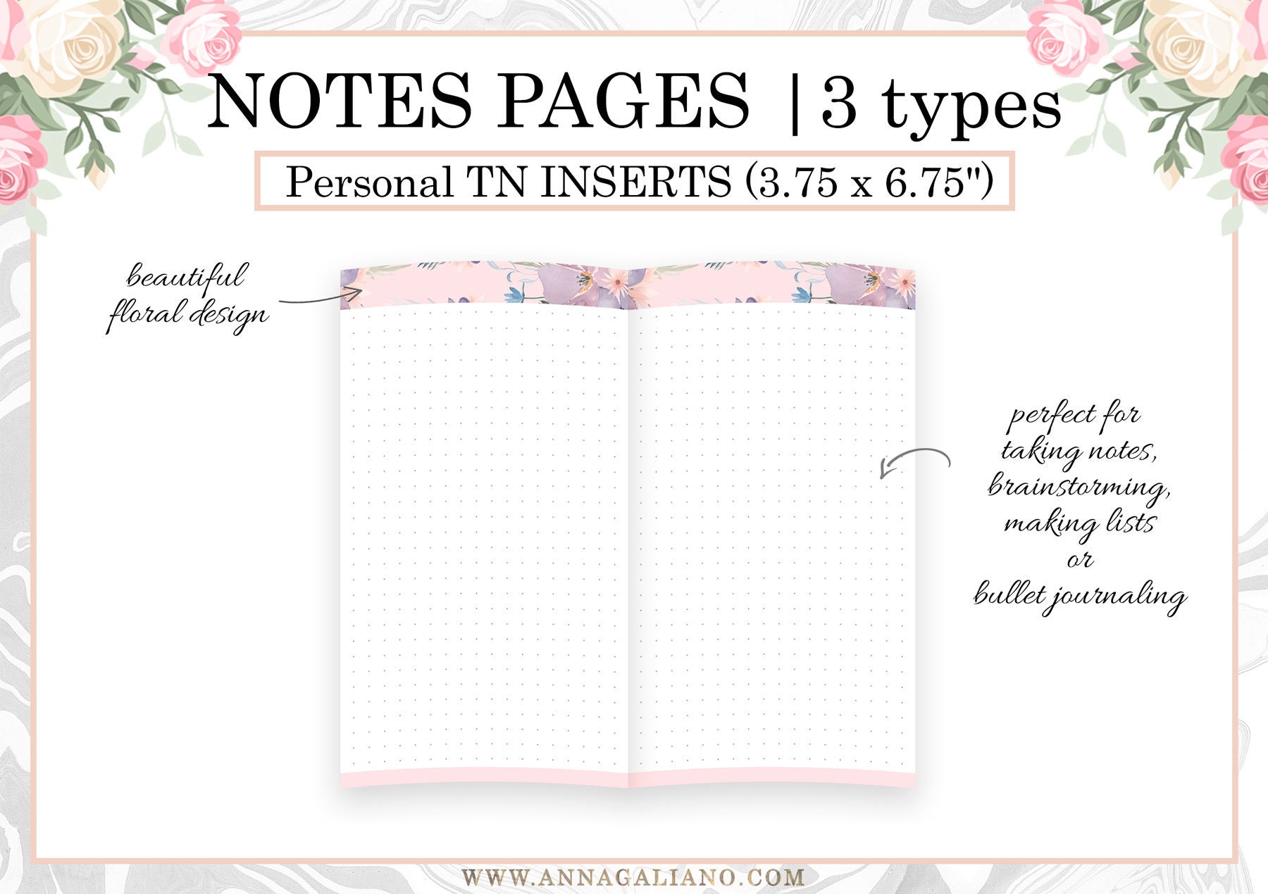 Personal TN Inserts, Notes Pages, Printable Travelers Notebook Inserts ...