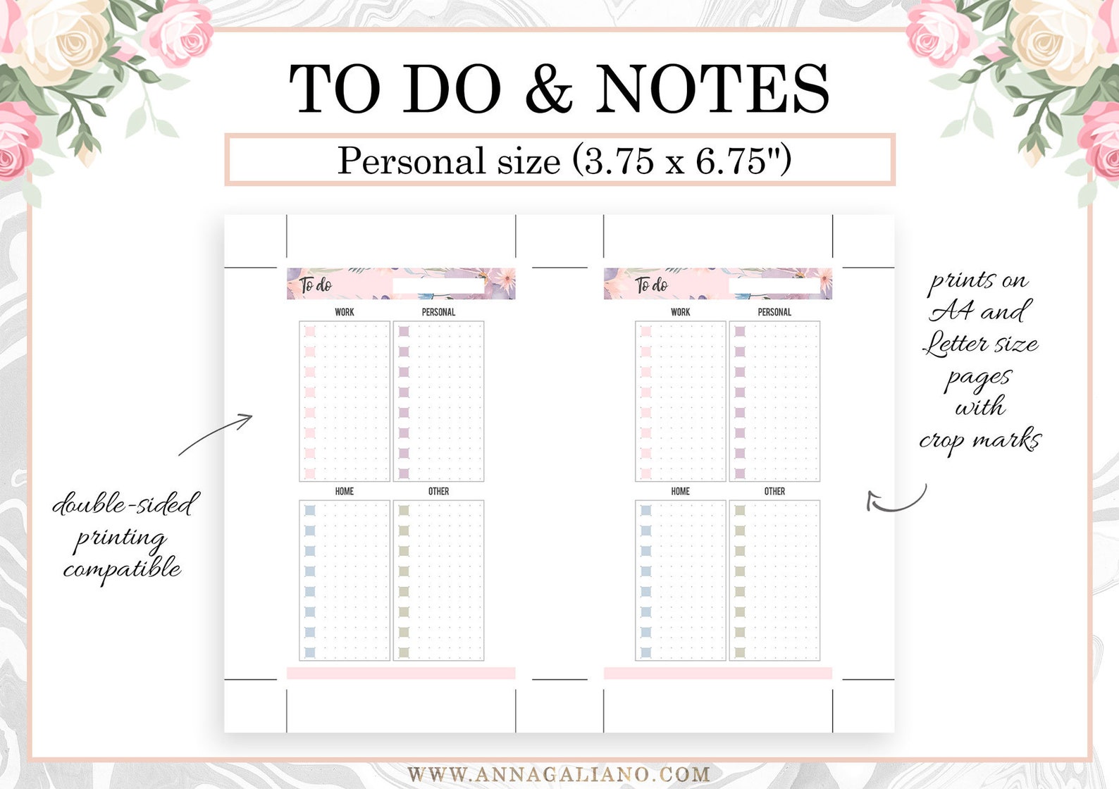 Personal Ring Planner, to Do List Printable, Notes Pages, Dot Grid ...