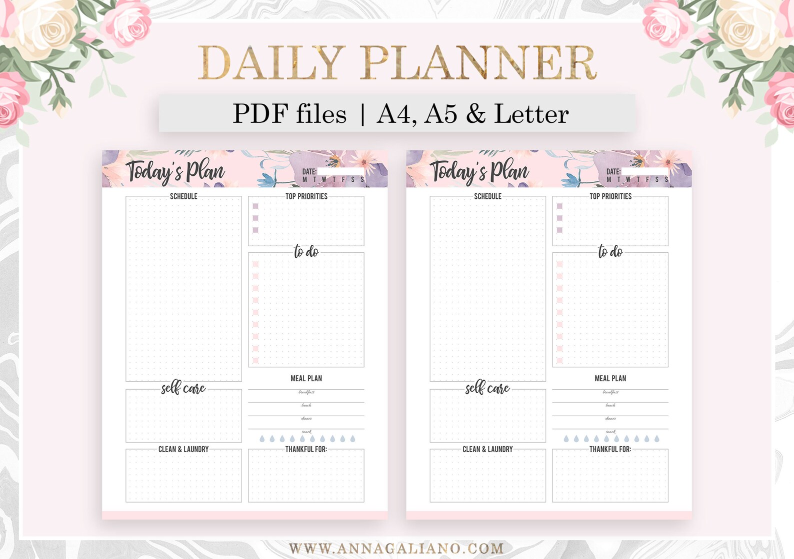 Daily Planner Printable, Daily Agenda, Day on One Page, Daily Pages ...