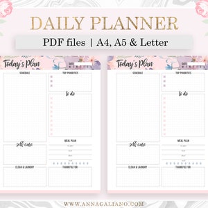 Daily Planner Printable, Daily Agenda, Day on One Page, Daily Pages ...
