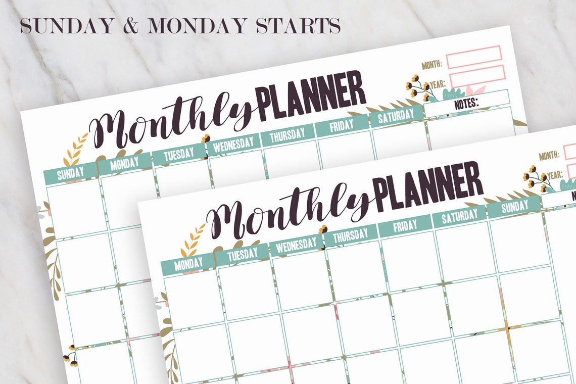 Monthly Desk Calendar, Monthly Desk Pad, Monthly Desk Planner, Undated ...