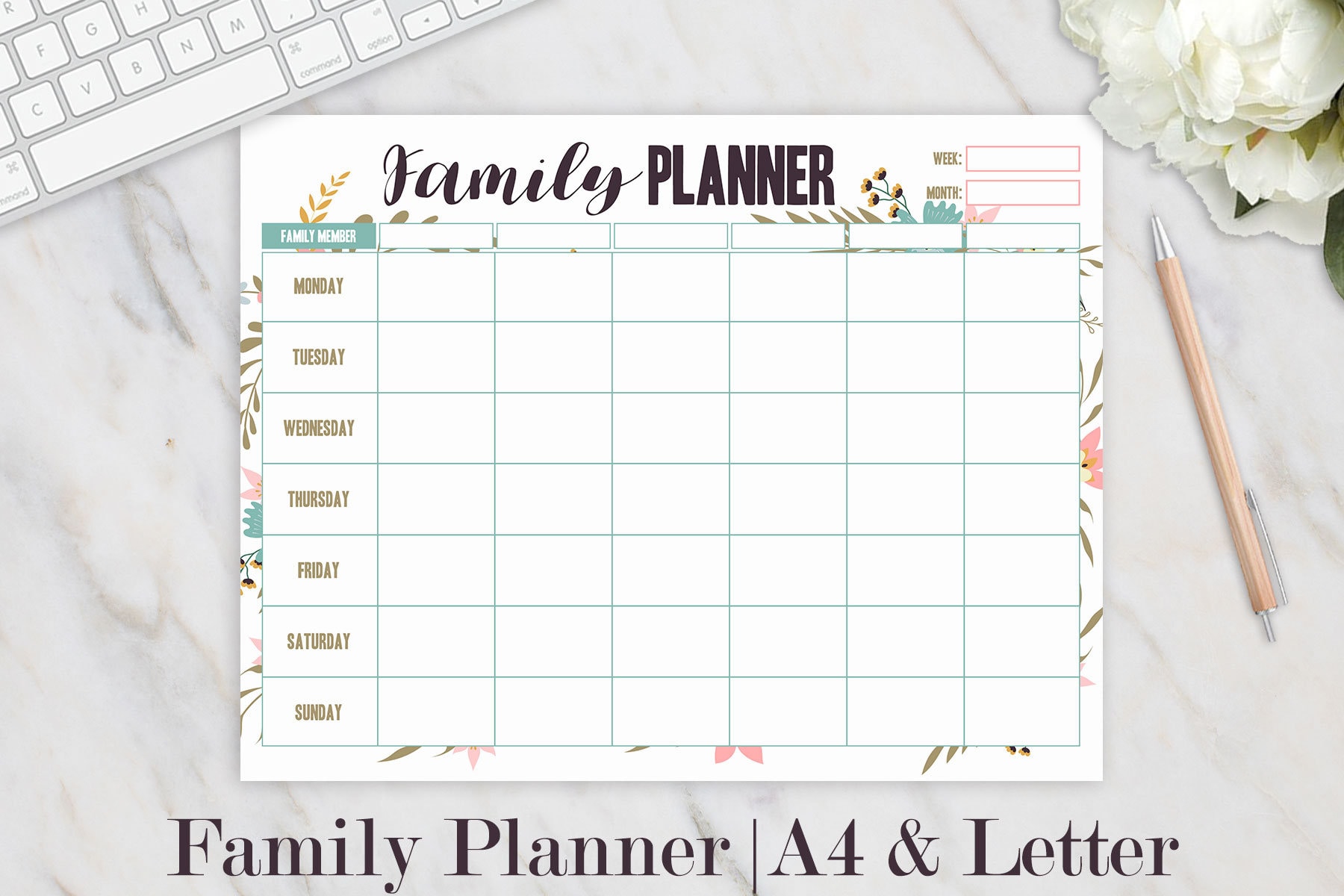 Family Organizer, Hourly Planner, Weekly Planner, Family Planner ...