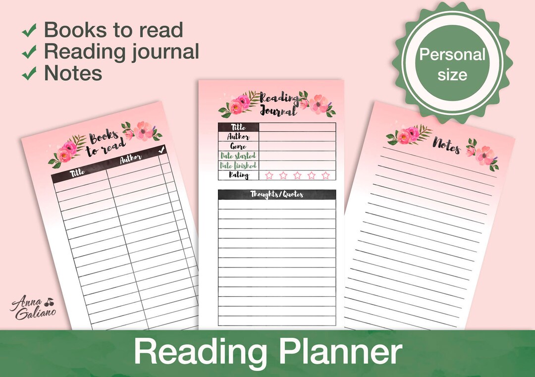 Reading Journal Printable Book Journal Reading Log Reading - Etsy