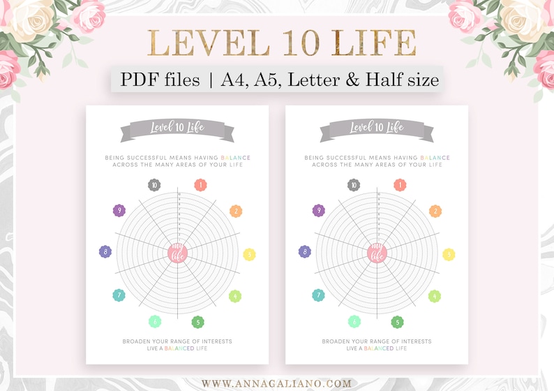 Level 10 Life Printable, Wheel of Life, Goal Planner, Goal Setting ...