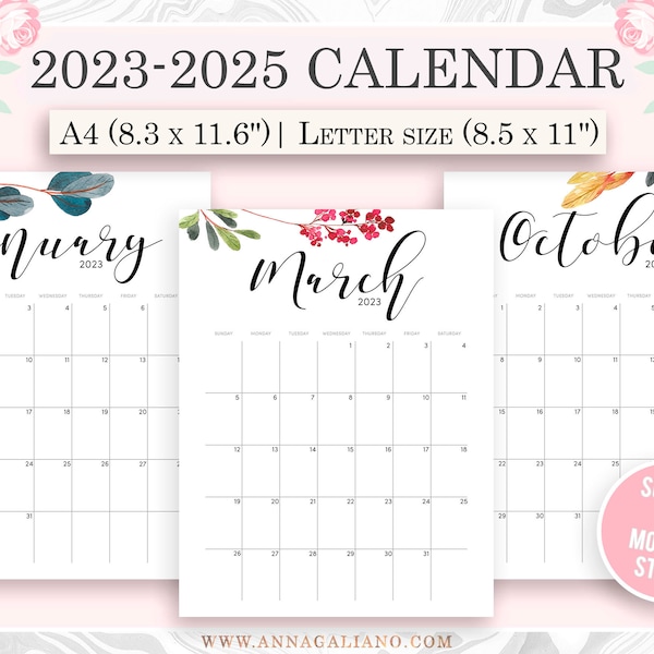 Watercolor Calendar - Etsy