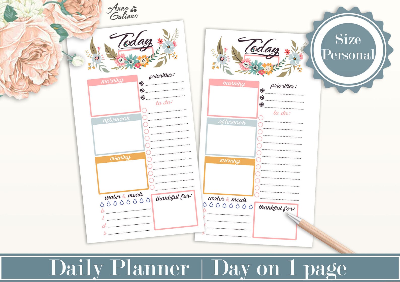 Personal Daily Planner Inserts, Personal Planner Inserts, Printable ...