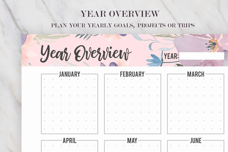 Year at a Glance, Year Overview, Year in Pixels Printable, A5 Planner ...